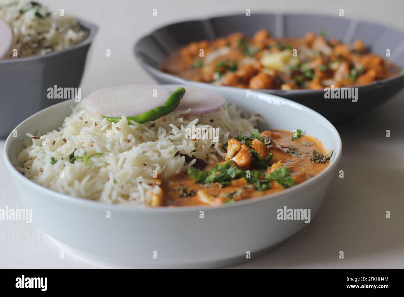 Cumin flavoured basmati rice served along with roasted cauliflower ...