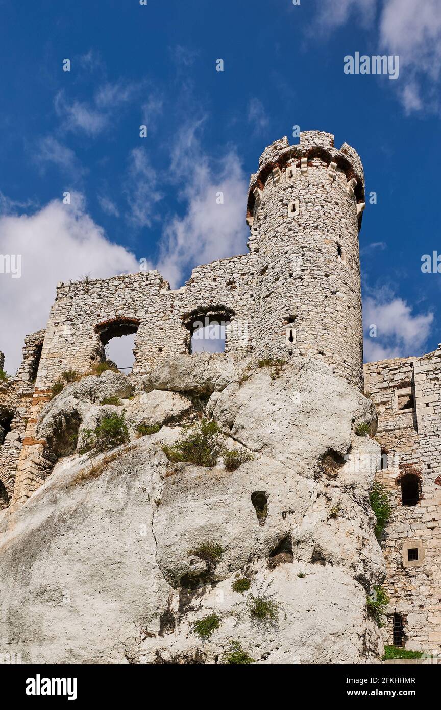 The castle tower is built on a limestone base Stock Photo - Alamy