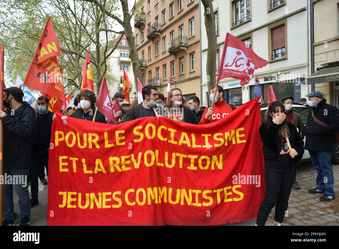 France, 1st May 2021, The traditional parade of May 1st, Labor Day ...