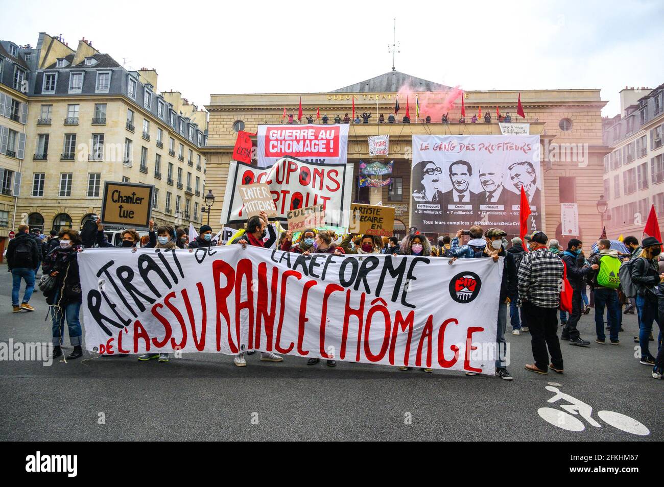Paris, France. May 1, 2021, Labour Day protests on May 1, 2021 in Paris ...