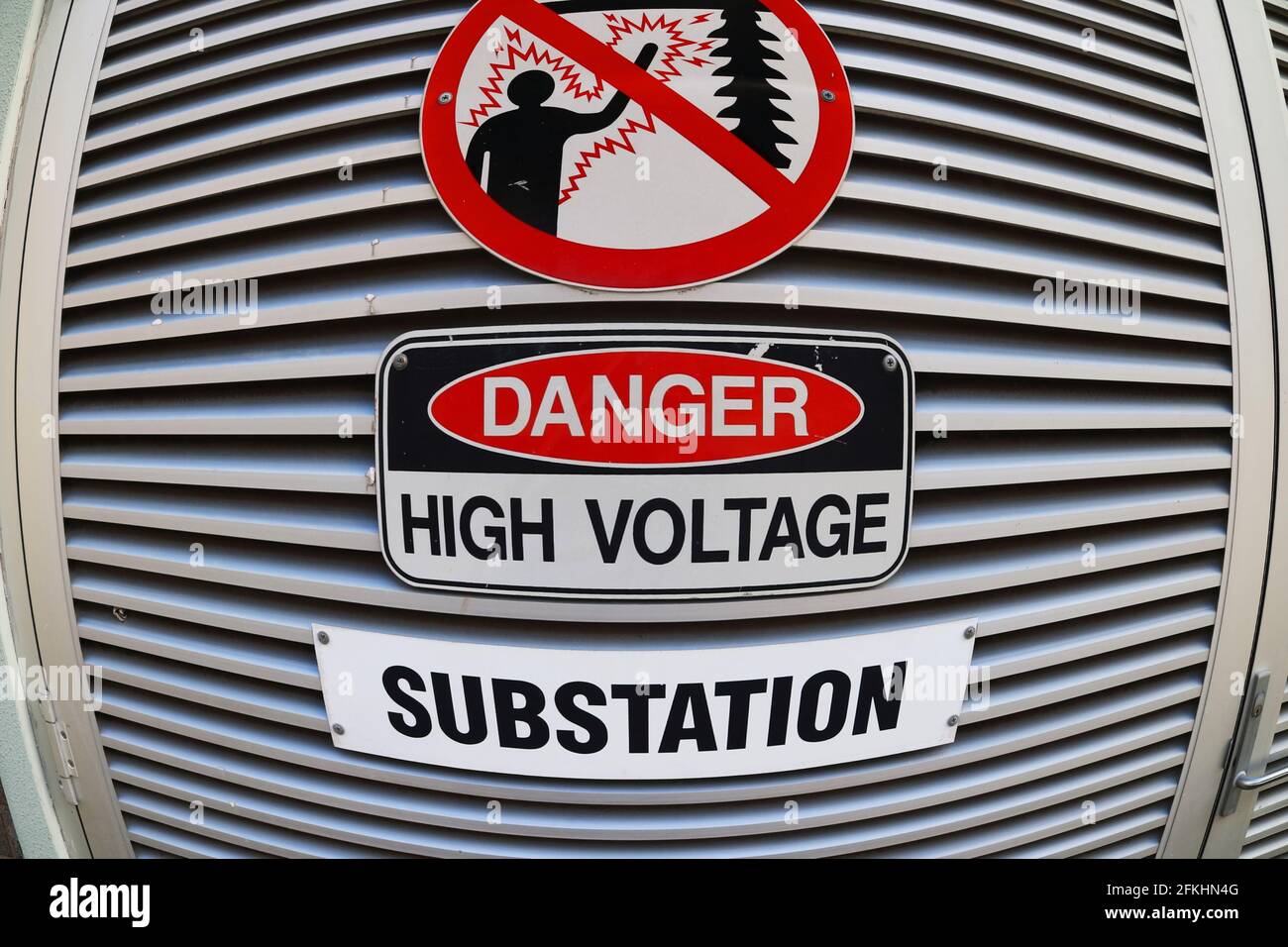 Electricity Substation Warning Sign High Resolution Stock Photography ...