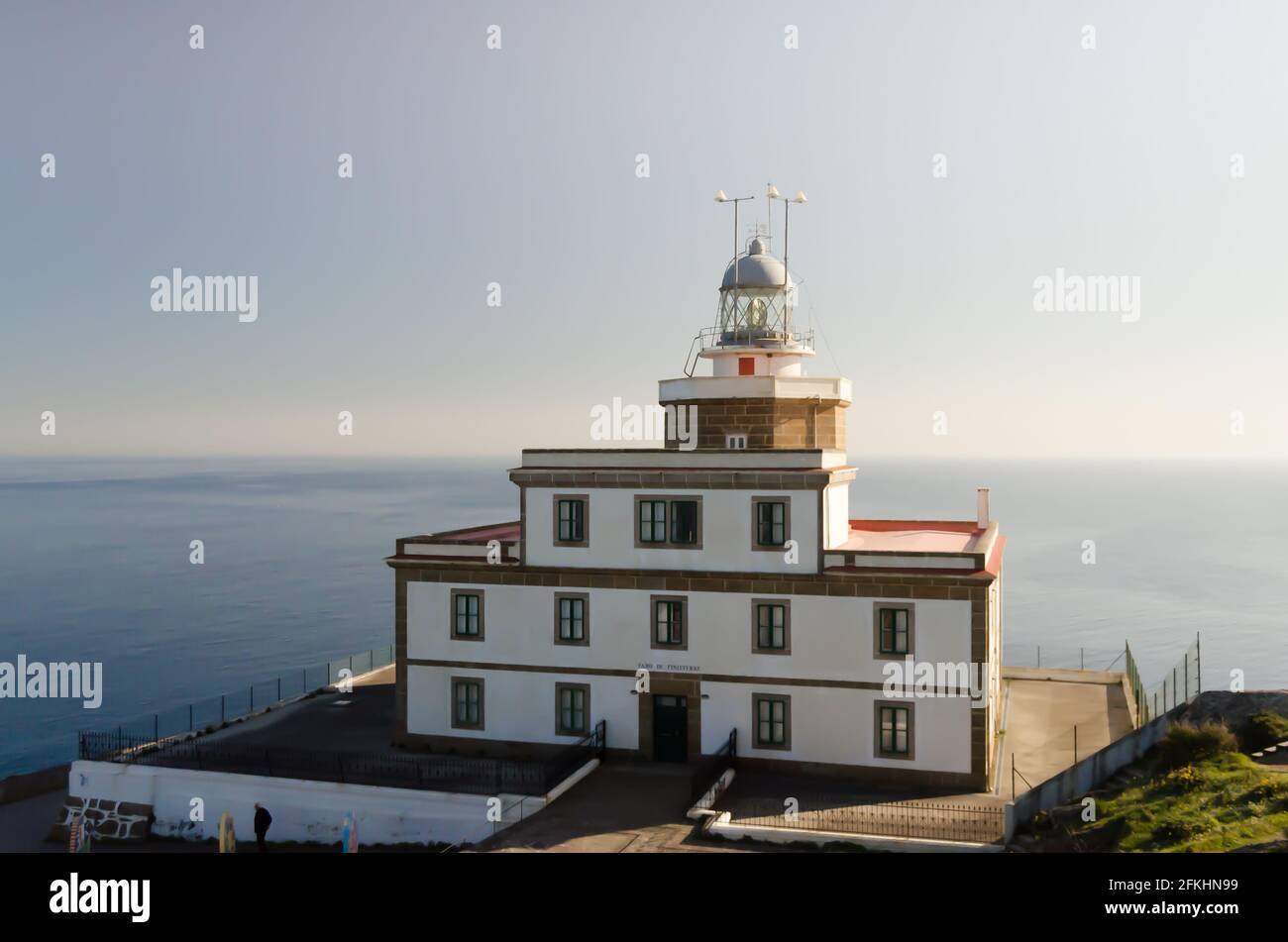 An aerial shot of Lighthouse Finisterre in Spain Stock Photo - Alamy