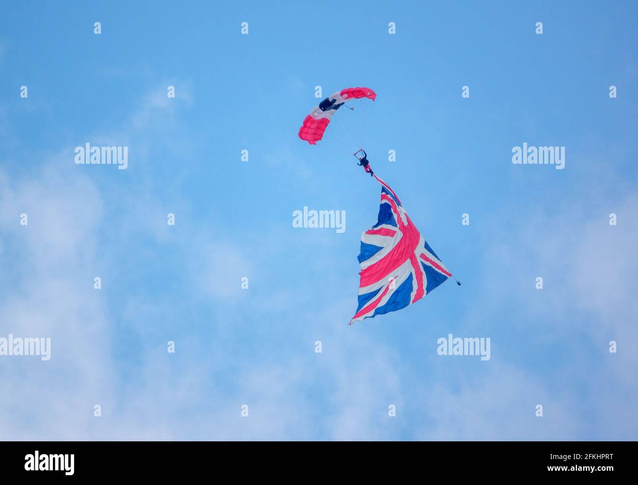Parachute Regiment Freefall Team member of 'The Red Devils' practises ...