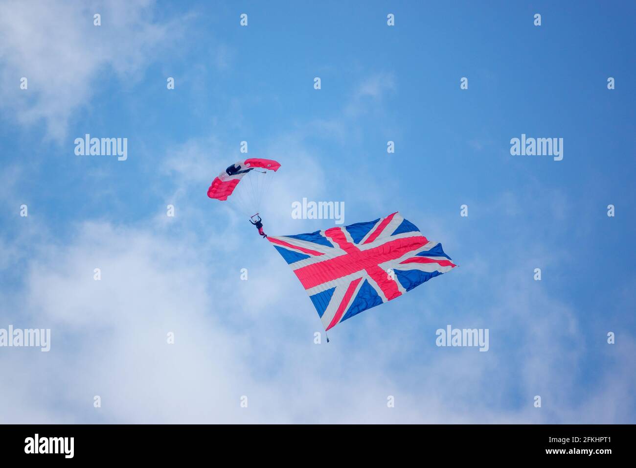 Parachute Regiment Freefall Team member of 'The Red Devils' practises ...