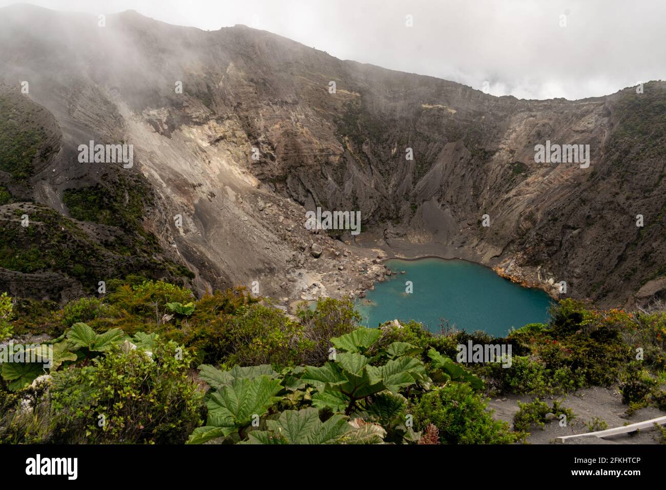 An eerie scenery of the crater of the Irazu active volcano in Costa ...