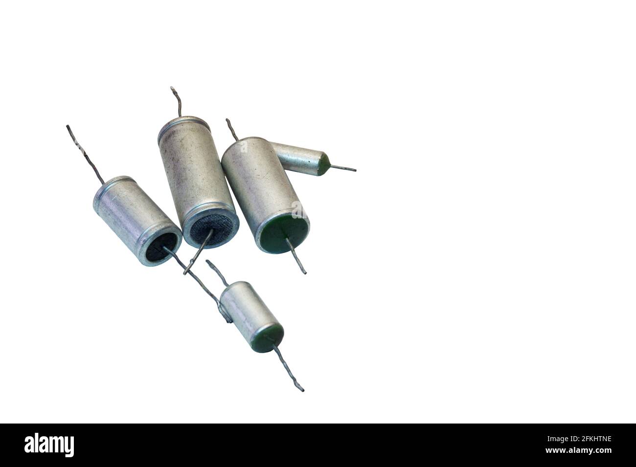 metal-paper capacitors set. Old high quality electronic components of ...