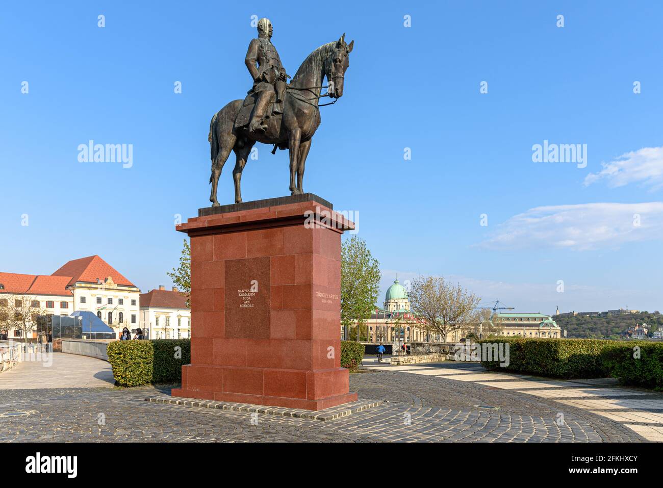 A statue of Hungarian General Artur Gorgei in the Buda Castle District ...