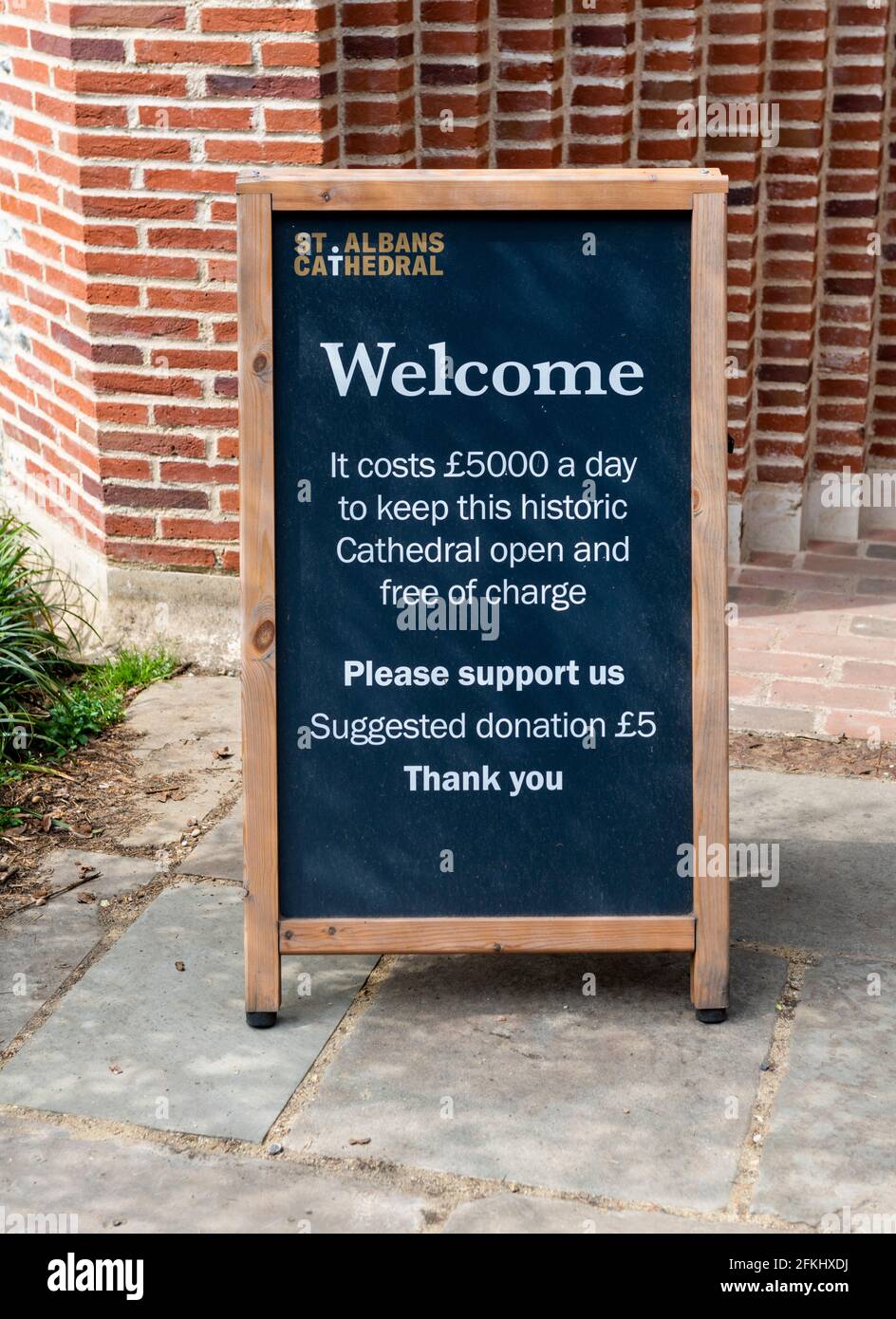 St. Albans Cathedral information sign Stock Photo - Alamy