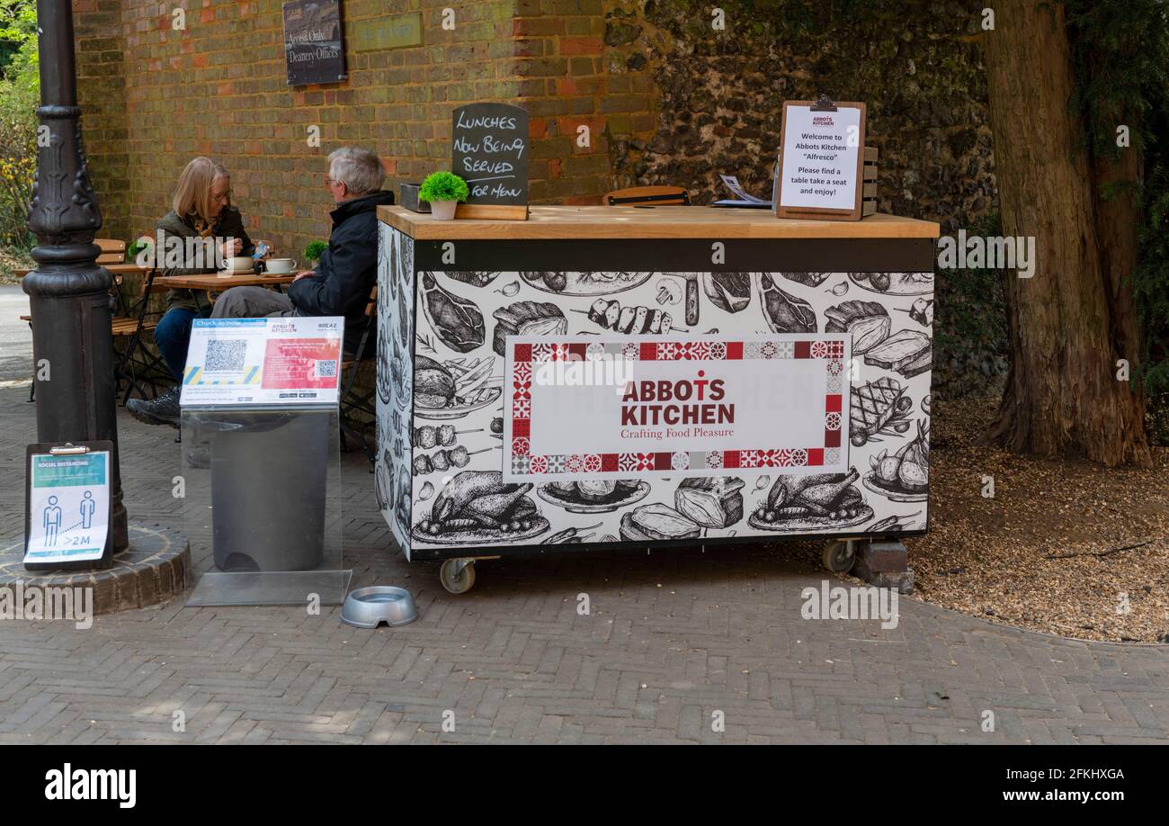 Abbot's Kitchen outdoor cafe St. Albans, Herts UK Stock Photo - Alamy