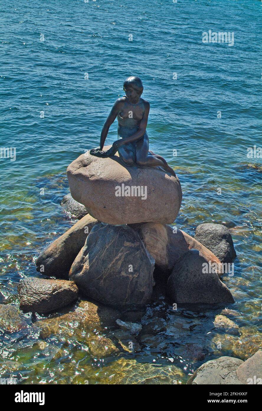 Copenhagen, Denmark - June 23, 2009: The Little Mermaid on the waterside of Langelinie promenade ...