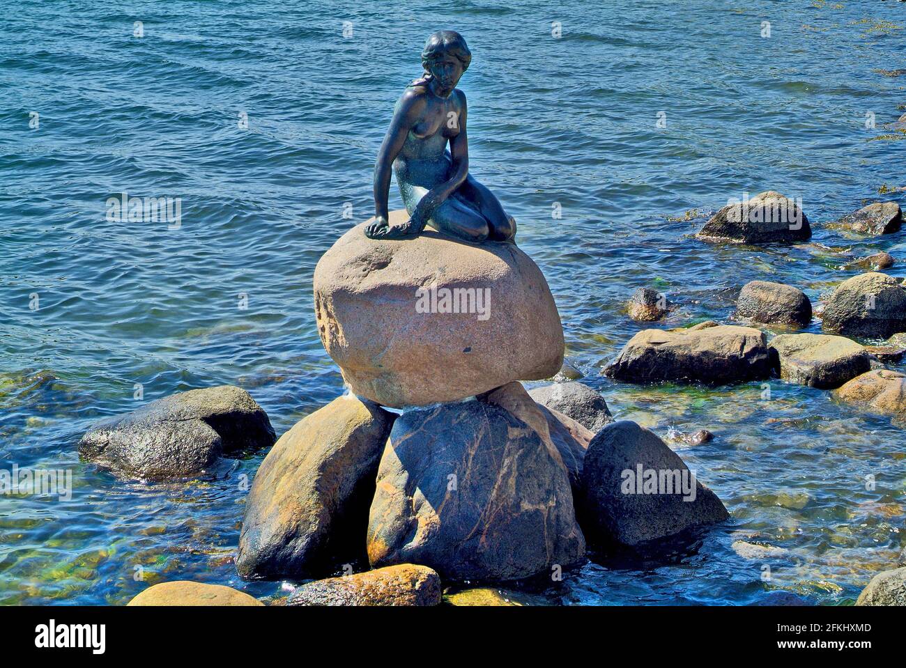 Copenhagen, Denmark - June 23, 2009: The Little Mermaid on the waterside of Langelinie promenade ...