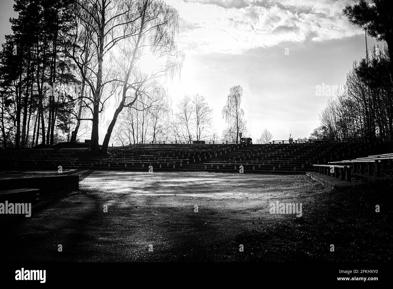 outdoor performance area with wooden benches at different heights Stock ...
