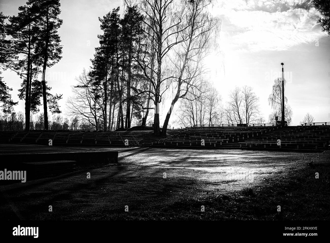 outdoor performance area with wooden benches at different heights Stock ...
