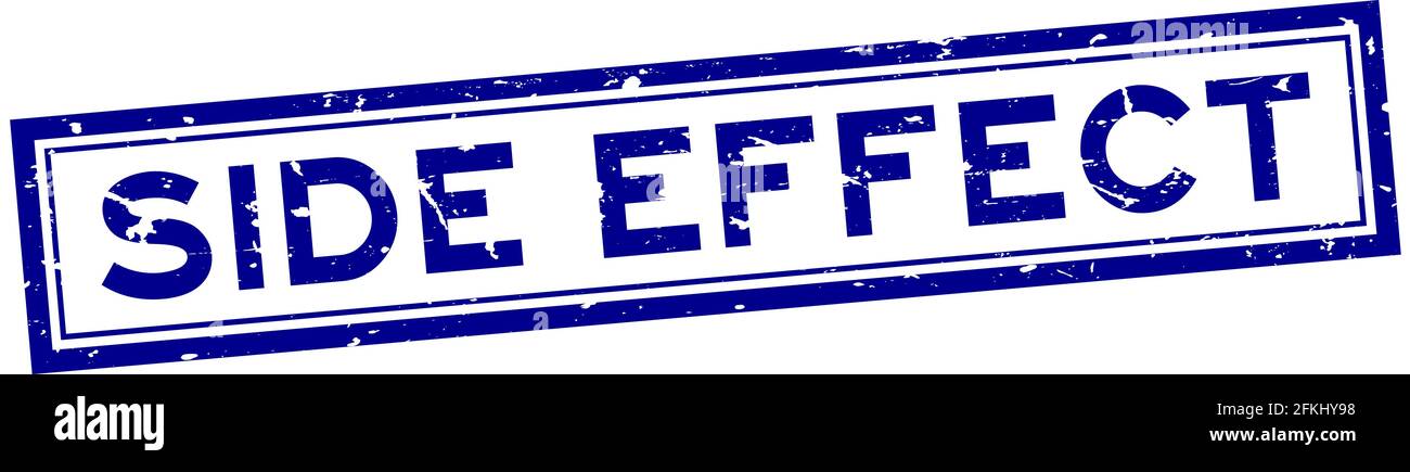 Grunge blue side effect word square rubber seal stamp on white ...