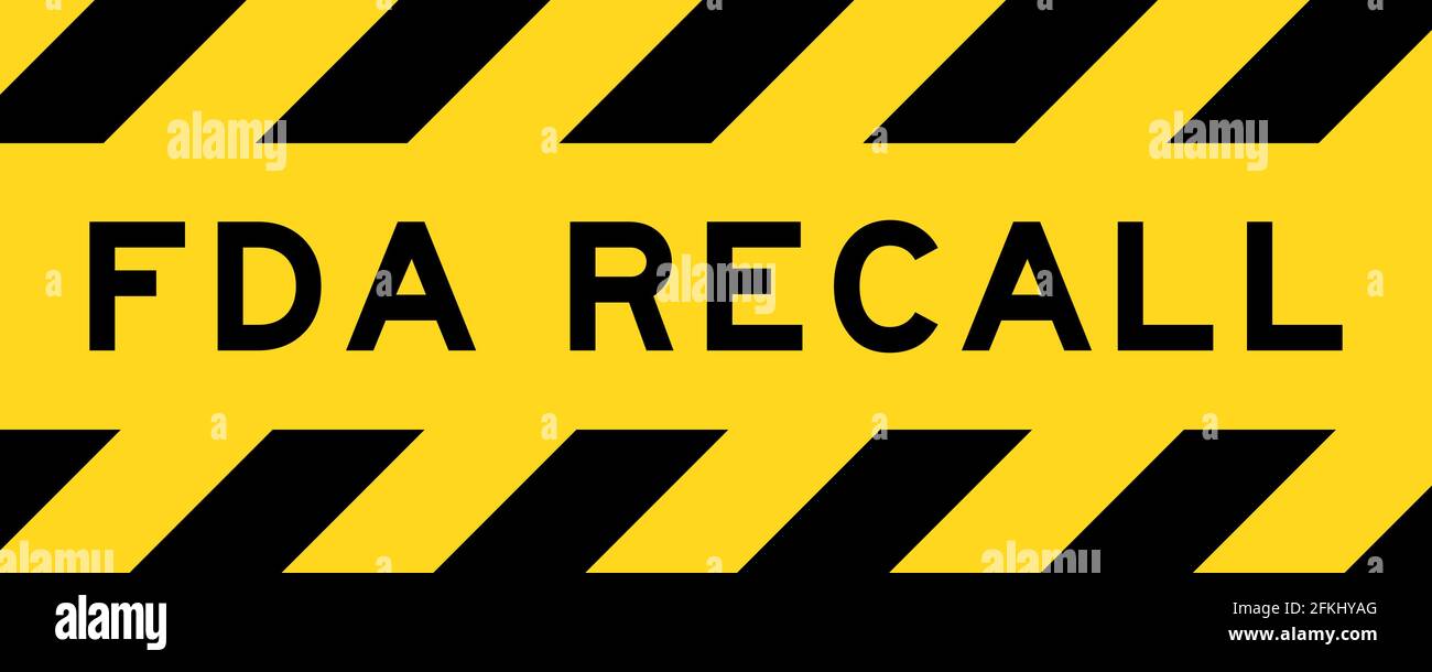 Yellow and black color with line striped label banner with word FDA ...