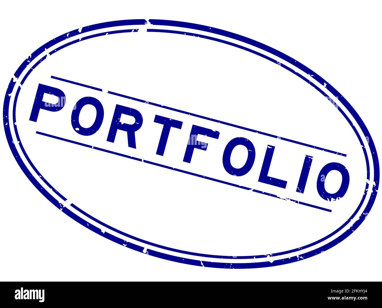 Grunge blue portfolio word oval rubber seal stamp on white background ...