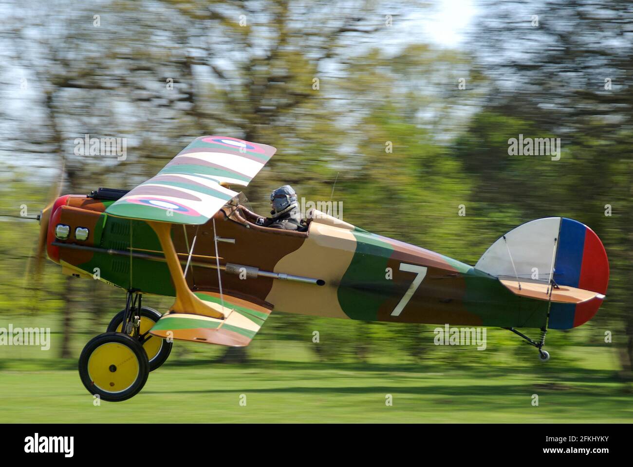 Pilot Alan Bales flying his Wolf W-11 Boredom Fighter plane G-BMZK, a ...