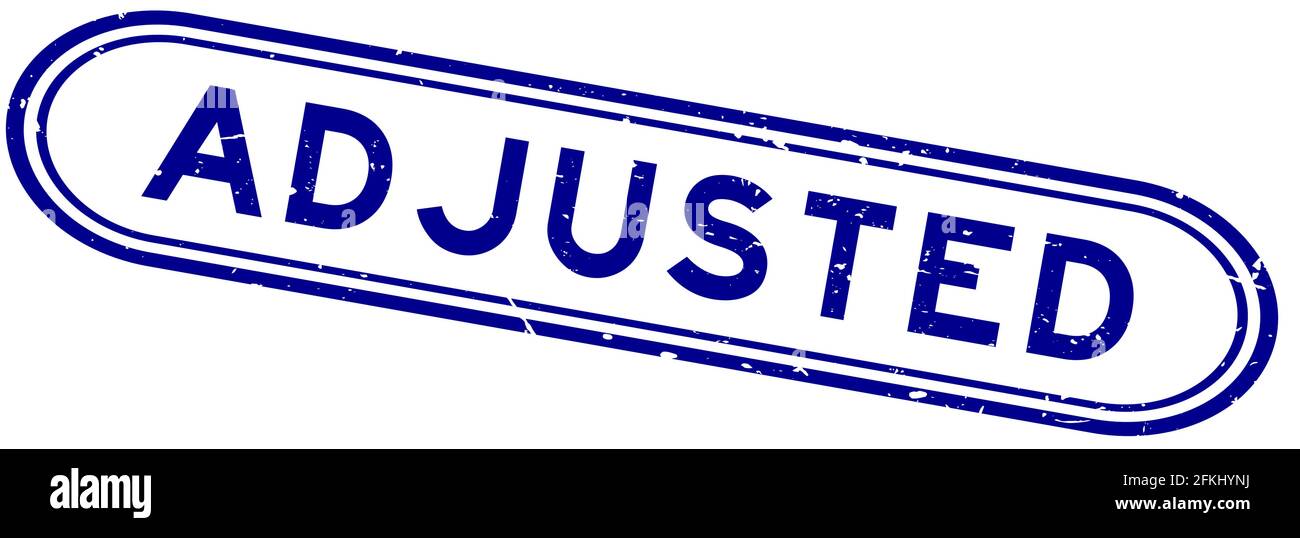 Grunge blue adjusted word rubber seal stamp on white background Stock ...