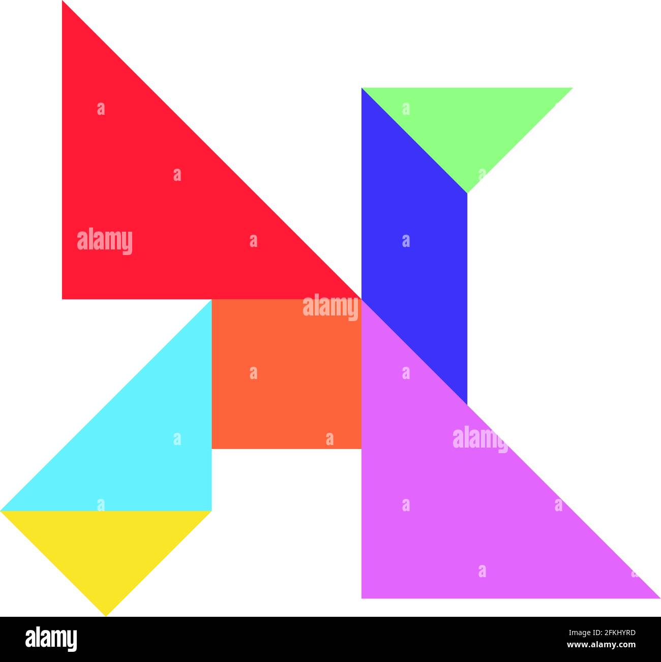 Color tangram puzzle in flying bird shape on white background Stock ...