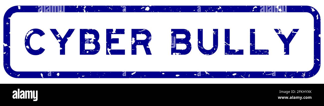 Grunge blue cyber bully word square rubber seal stamp on white ...
