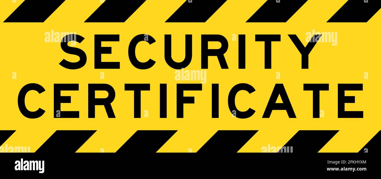 Yellow and black color with line striped label banner with word ...