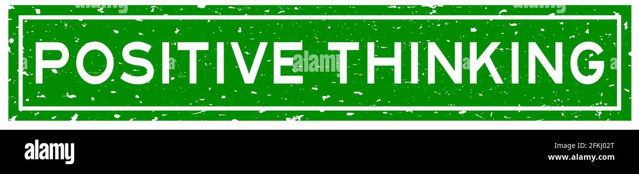 Grunge green positive thinking word square rubber seal stamp on white ...