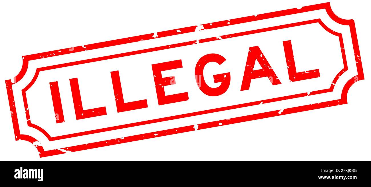 Grunge red illegal word square rubber seal stamp on white background ...