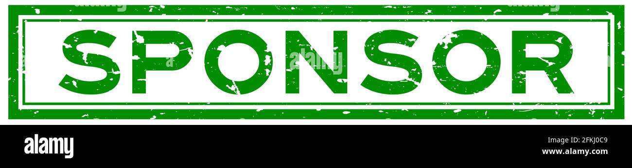 Grunge green sponsor word square rubber seal stamp on white background ...