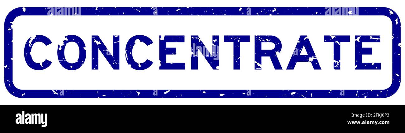 Grunge blue concentrate word square rubber seal stamp on white ...