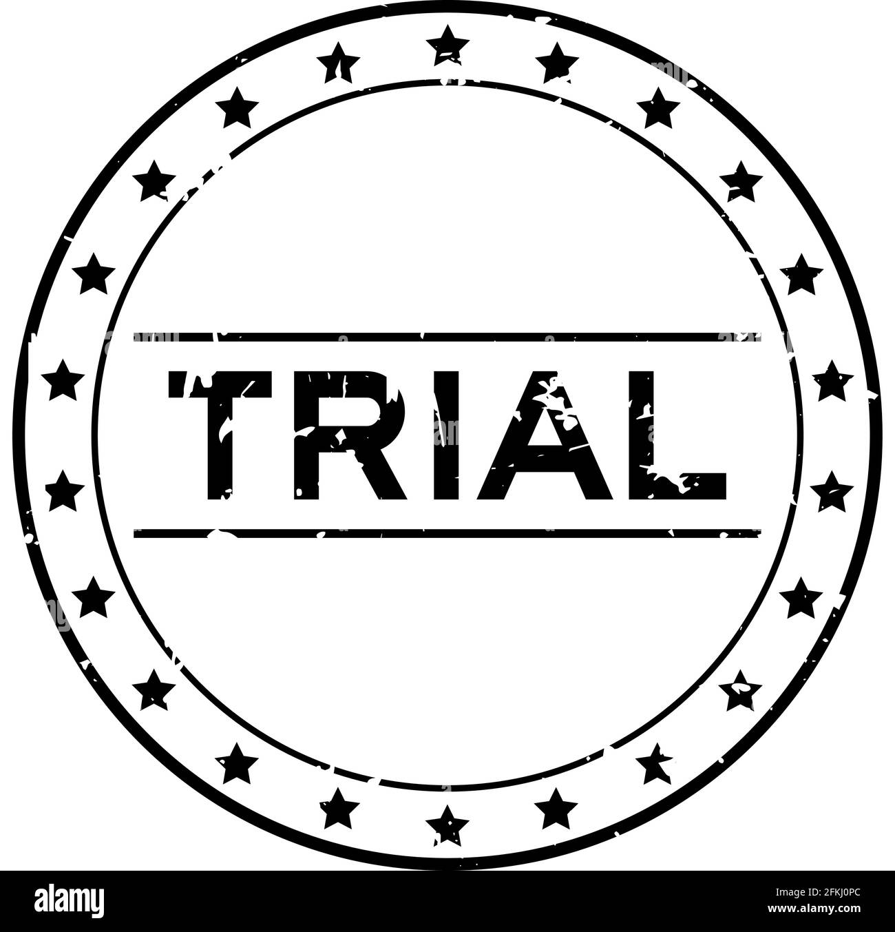 Grunge black trial word round rubber seal stamp on white background ...