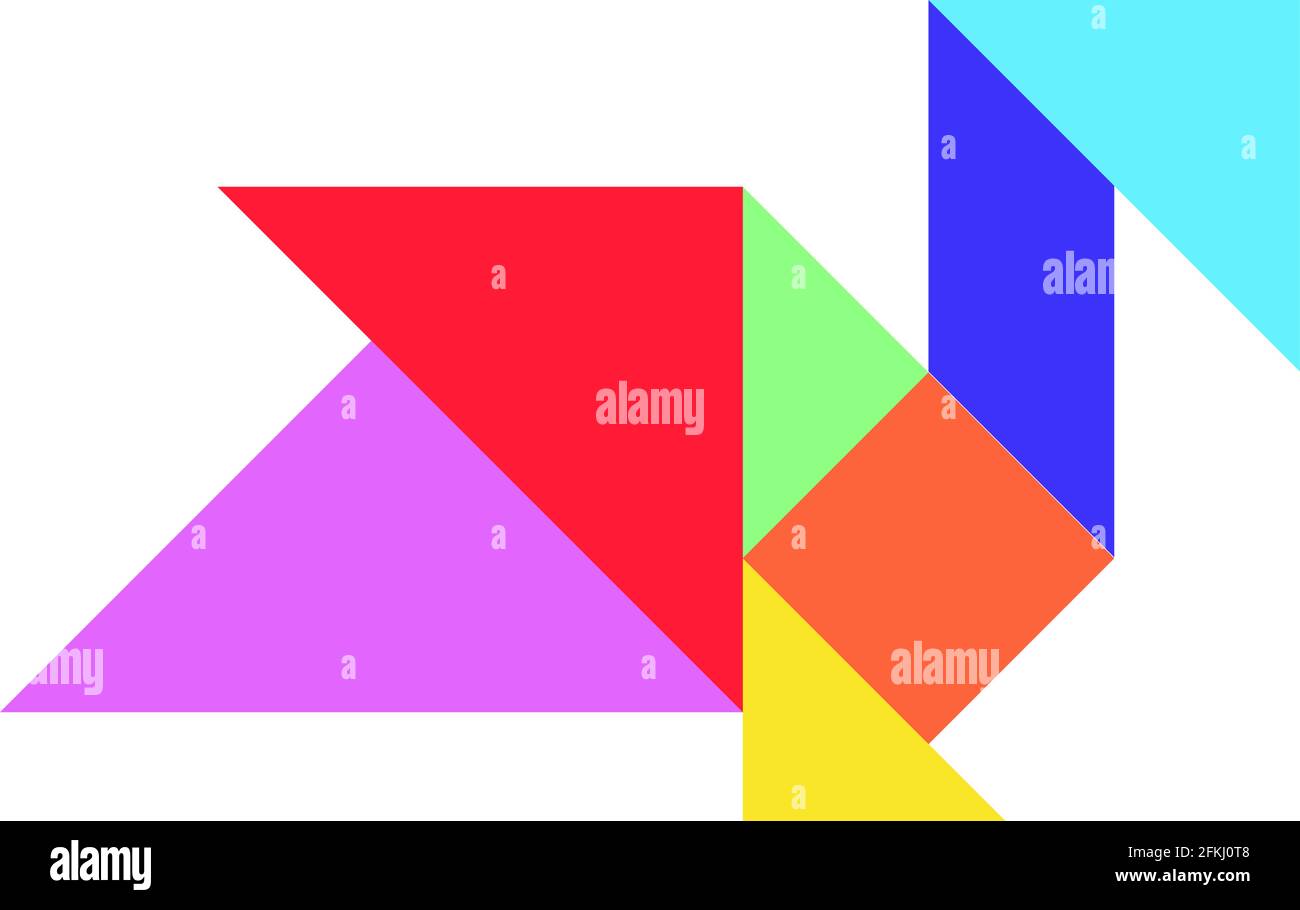 Color tangram puzzle in bird shape on white background Stock Vector ...