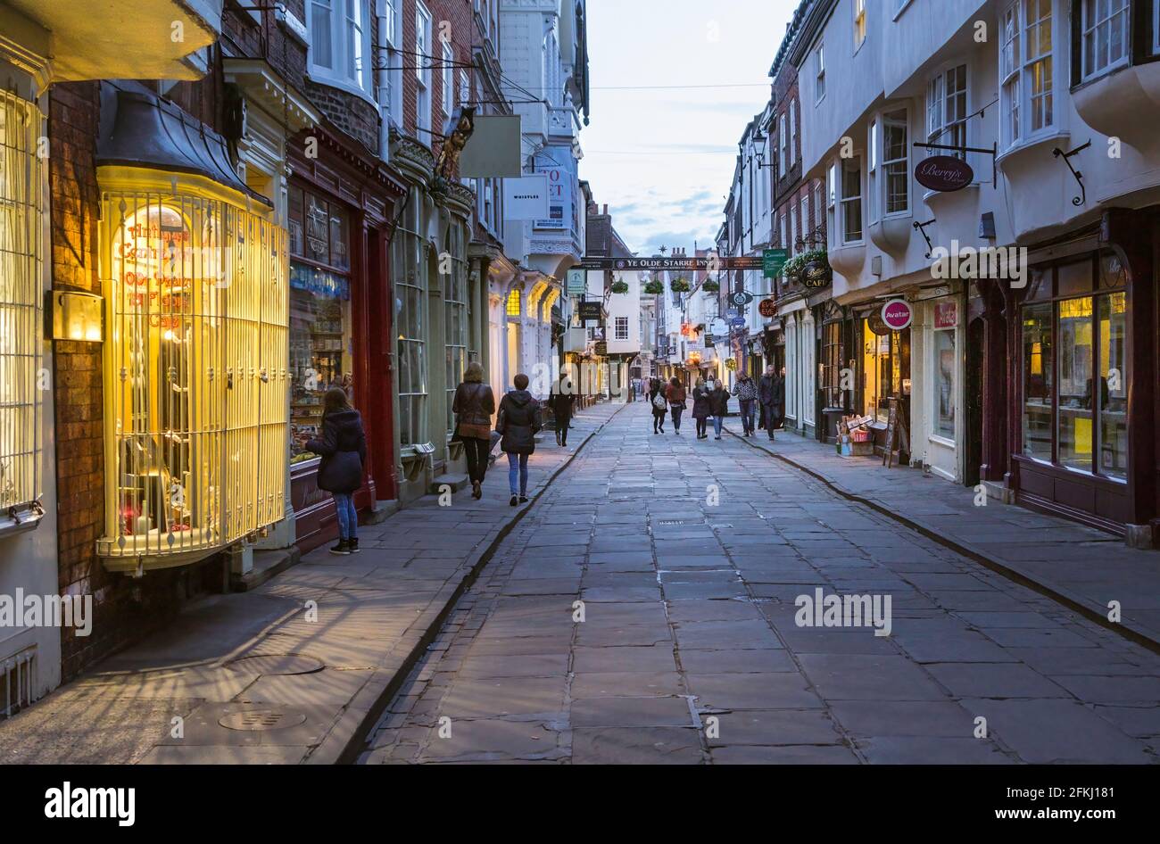 Evening view of a street in the famous Little Shambles neighborhood in ...