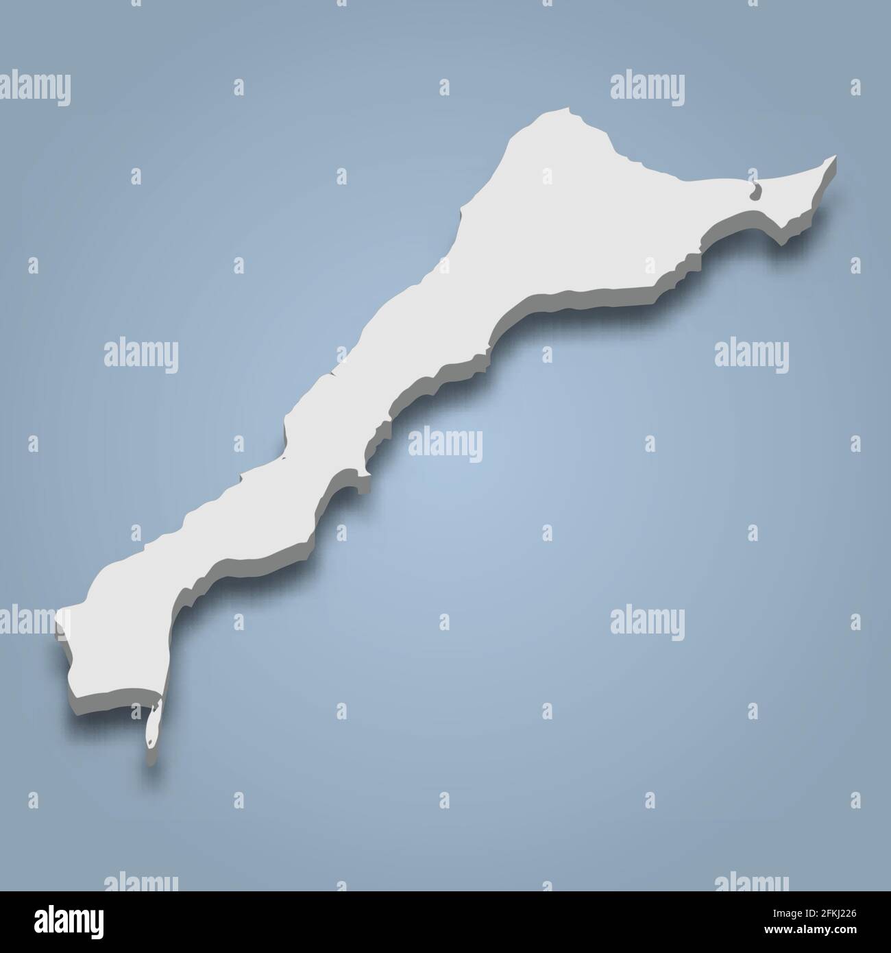 3d isometric map of Kunashiri is an island in Japan, isolated vector ...
