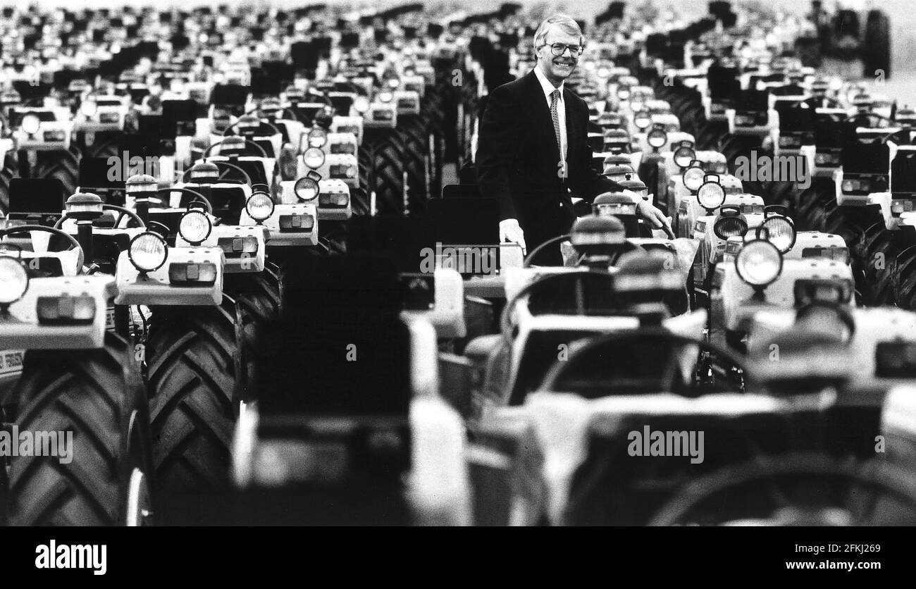 John Major with tractors on the quayside at Medway Port in Kent ...