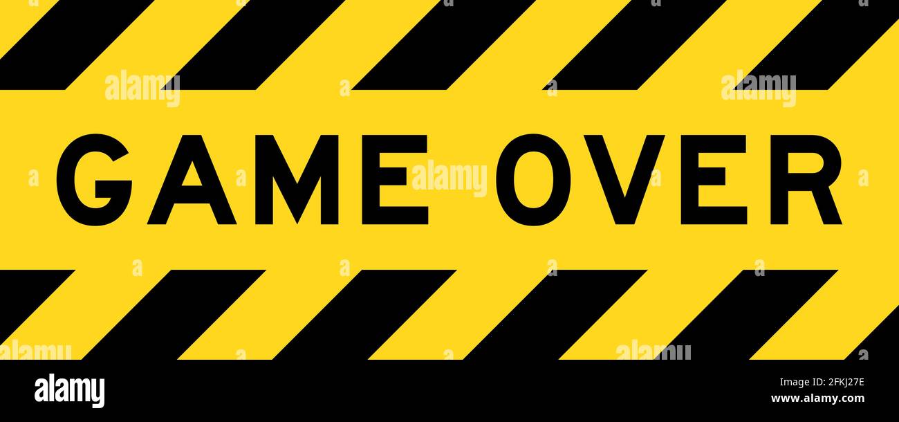 Yellow and black color with line striped label banner with word game ...