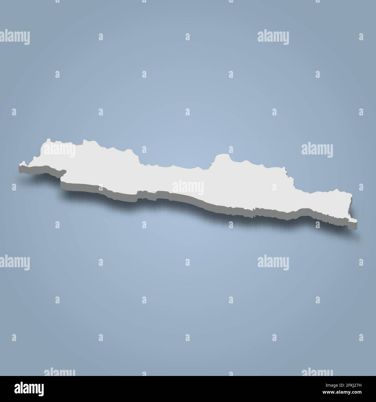 3d isometric map of Java is an island in Indonesia, isolated vector ...