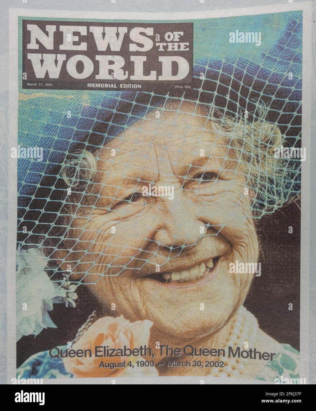 Front page following the death of the Queen Mother, News of the World ...