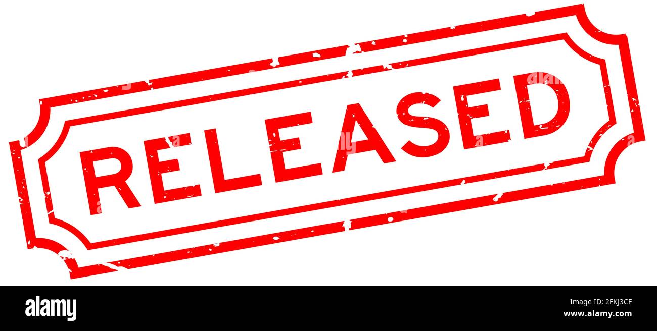 Grunge red released word rubber seal stamp on white background Stock ...