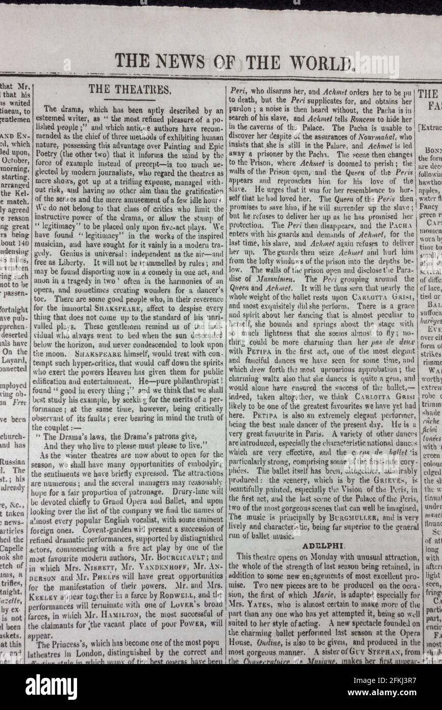 Theatre section for London's West End inside The News Of The World ...