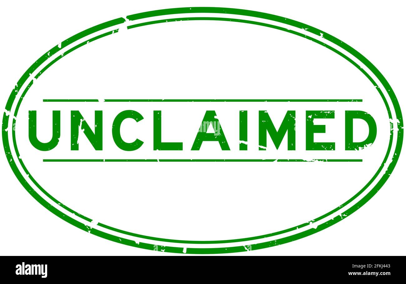 Grunge green unclaimed word oval rubber seal stamp on white background ...