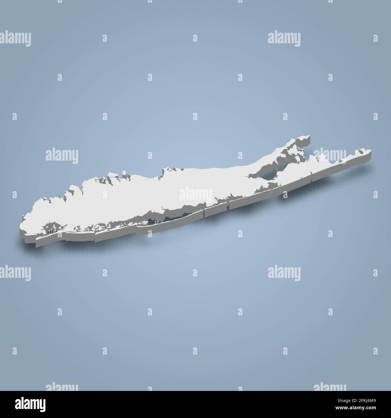 3d isometric map of Long Island is an island in New York, isolated ...