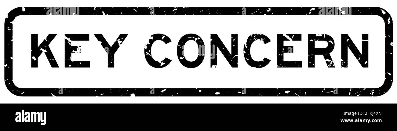 Grunge black key concern word square rubber seal stamp on white ...