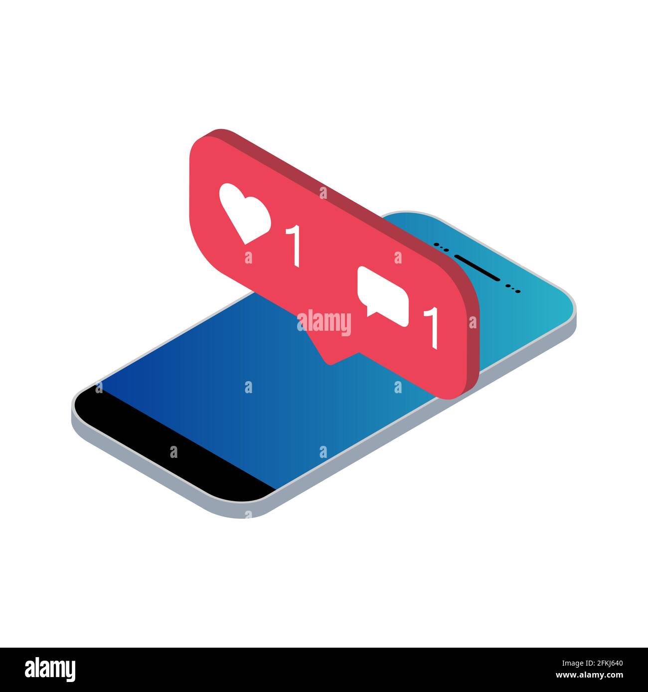 Follower isometric phone notification symbol for application instagram ...