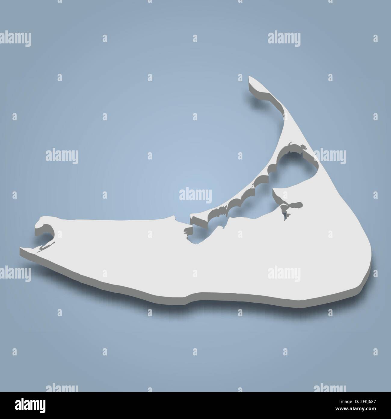 3d isometric map of Nantucket is an island in Massachusetts, isolated ...