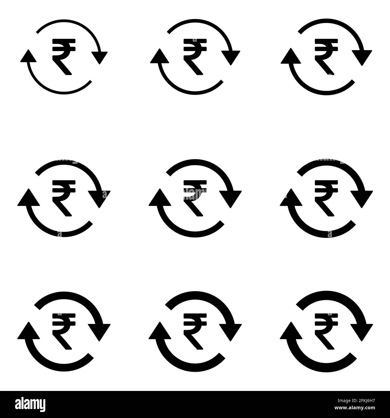 Set of rupee money icon, Collection of indian business sign, market ...