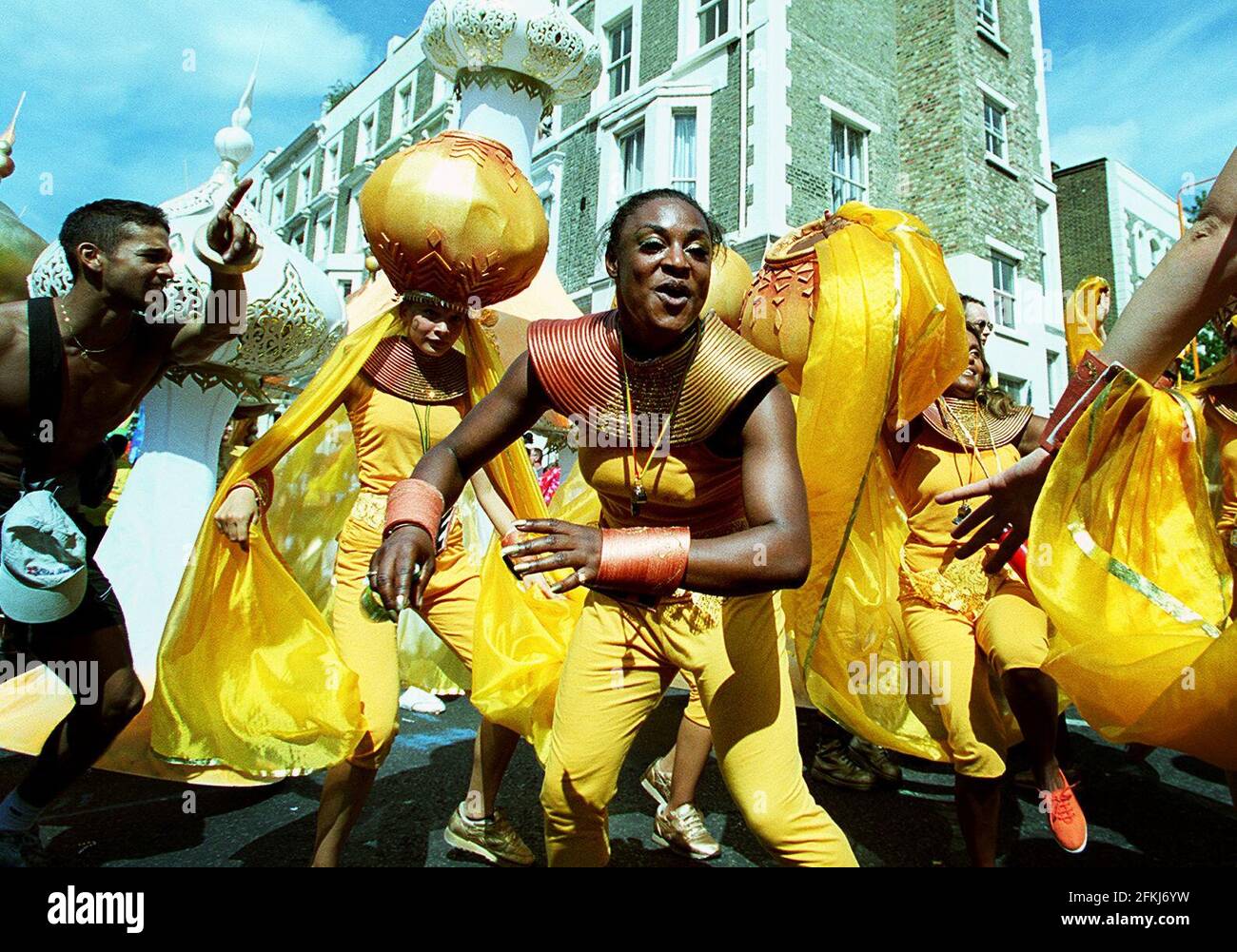 Revellers have fun in the sun August 1999 at the 1999 Notting Hill ...