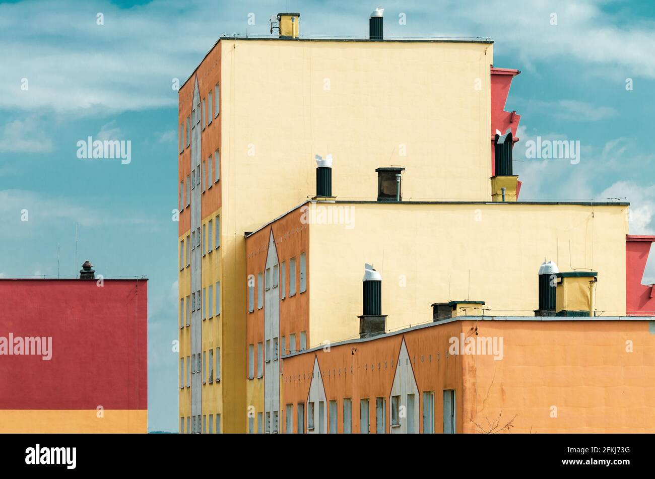 Siemianowice Śląskie, Silesia, Poland; April 30th 2021: Colorful tower ...