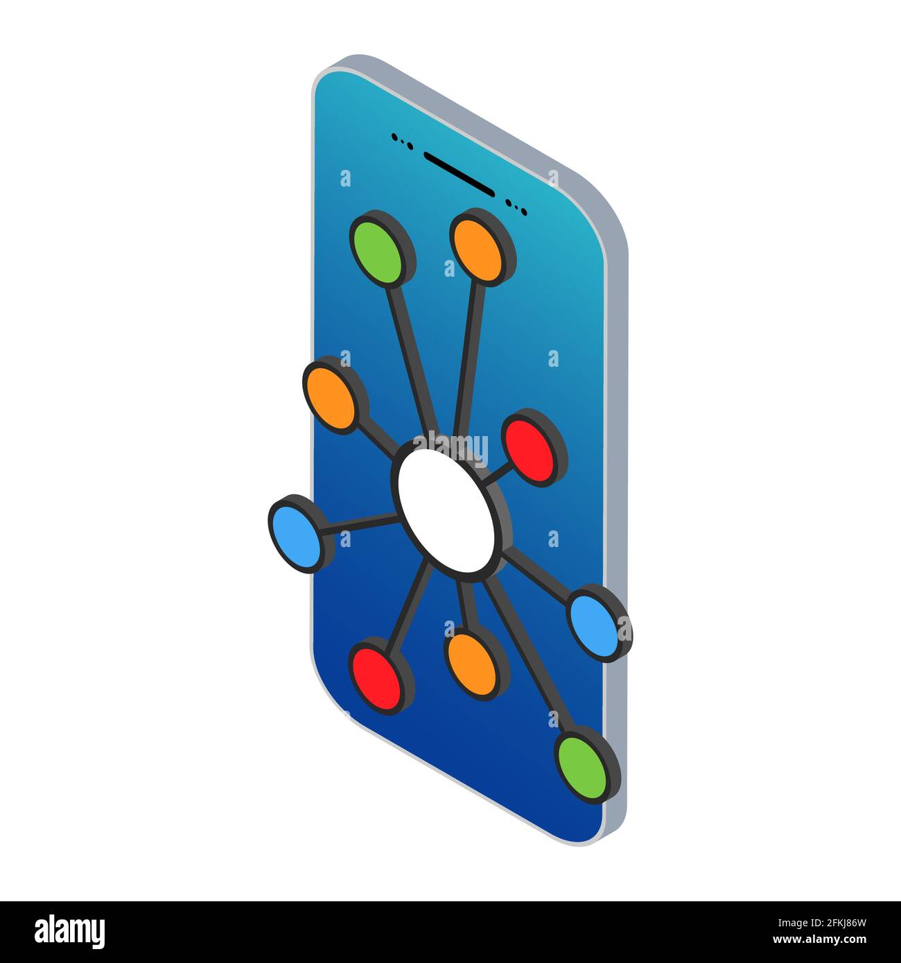 Hub isometric network icon, connect structure vector symbol isolated on ...