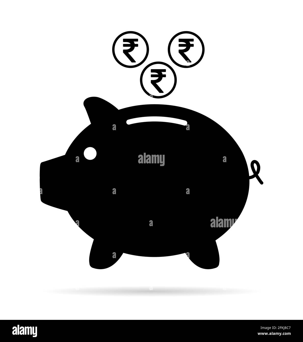 Piggy bank flat icon, sign vector with rupee web symbol. Money income ...