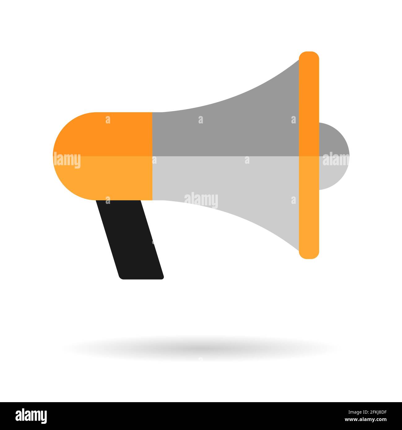Megaphone yellow flat icon with shadow isolated on white background ...